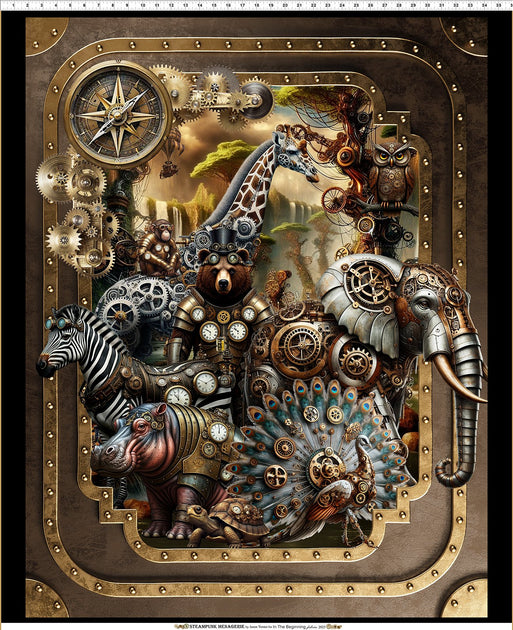Steampunk Menagerie Large Panel Multi 1ST-1 | Quilt Expressions