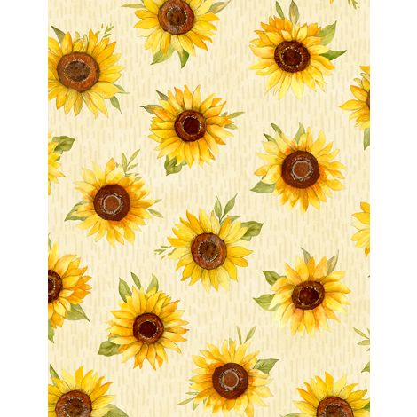 Sunflower Splendor Sunflowers Toss Cream 83328-252 | Quilt Expressions