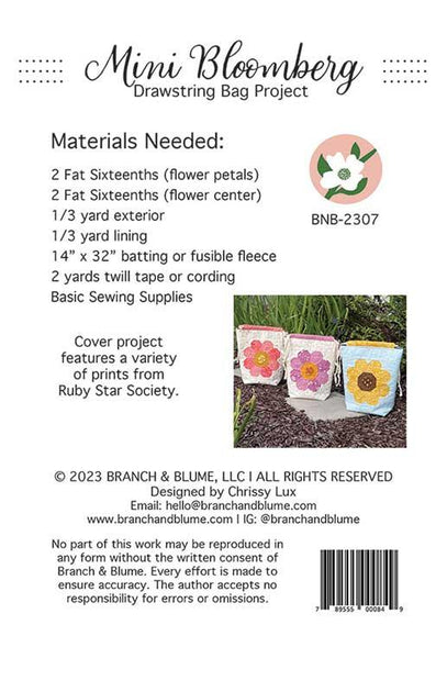 Mini Bloomberg Drawsting Bag Project Pattern | Quilt Expressions