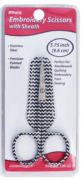 Allary Embroidery Scissors with Sheath- Black & White Chevron | Quilt ...