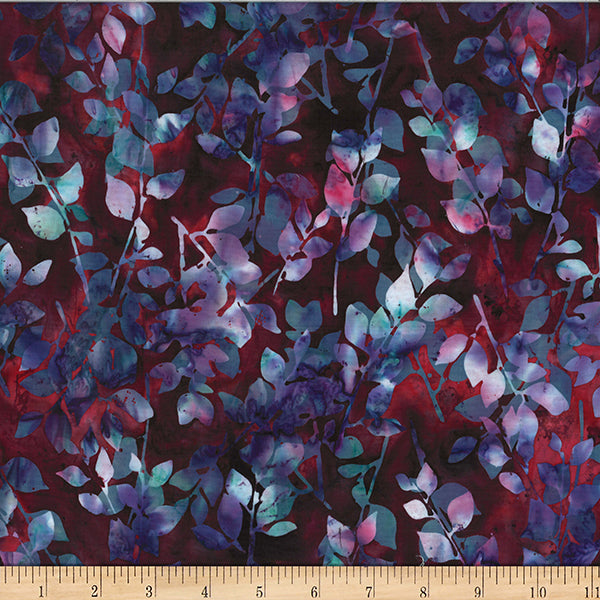 Bali Batik Leaves W2585-143 Ruby | Quilt Expressions