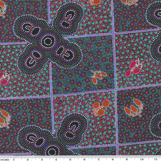 Aboriginals Women Gathering Bush Tucker Blue Pink | Quilt Expressions