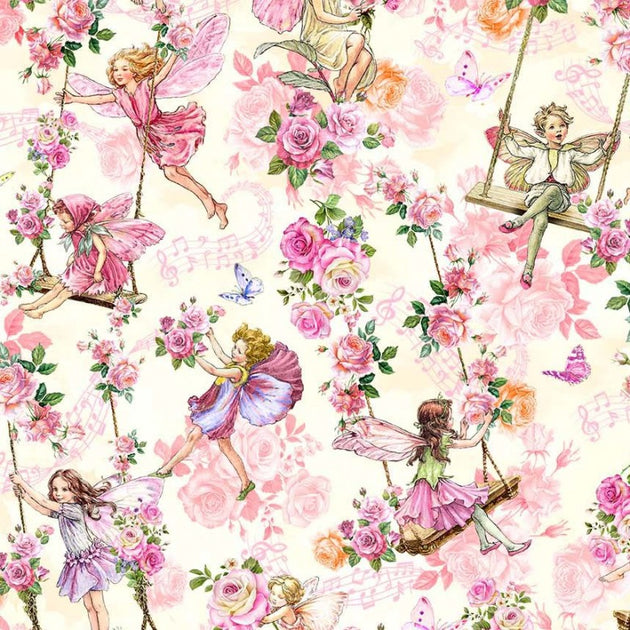 Spring Songs Flower Fairies Garden Swings Creme DDC1250-Crem-D | Quilt ...