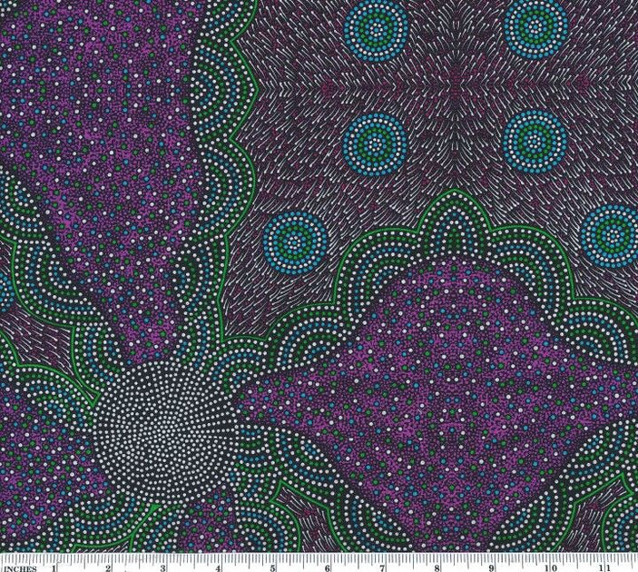 Aboriginals Kangaroo Grass And Bush Waterhole Purple | Quilt Expressions