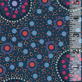 Aboriginals Dreamtime Flowers Blue Quilt Fabric | Quilt Expressions